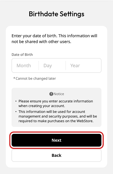 *Your birthdate cannot be changed once registration is complete.