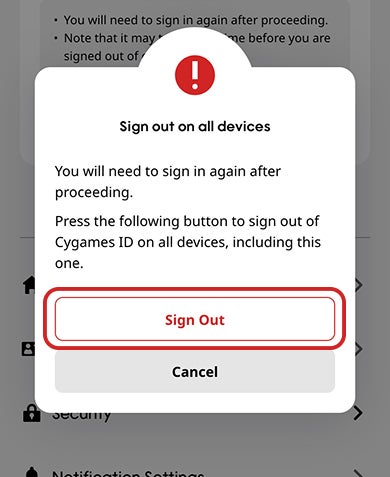 4. Select "Sign Out."