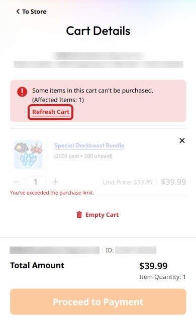 Press Refresh Cart in the pop-up to automatically remove any items that ...