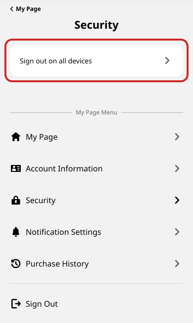 2. Select "Sign out on all devices."